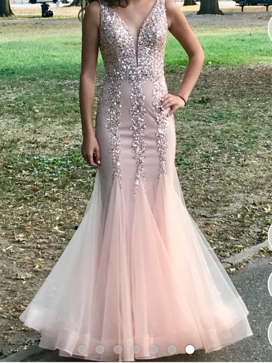 Jovani | Dresses | Jovani Blush Pink Beaded Mermaid Prom Gown | Poshmark